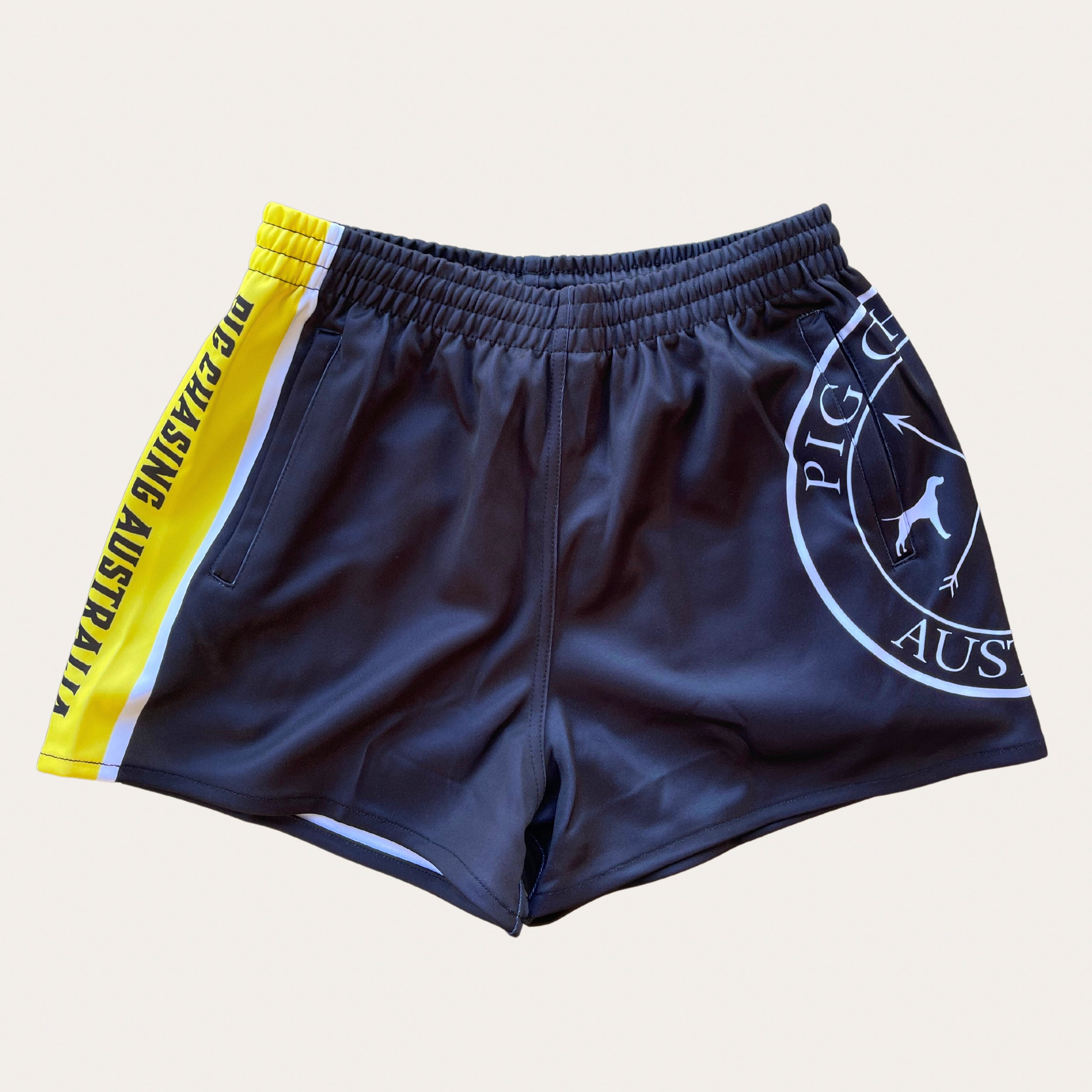 Footy Shorts Yellow Stripe OG Zip Pockets