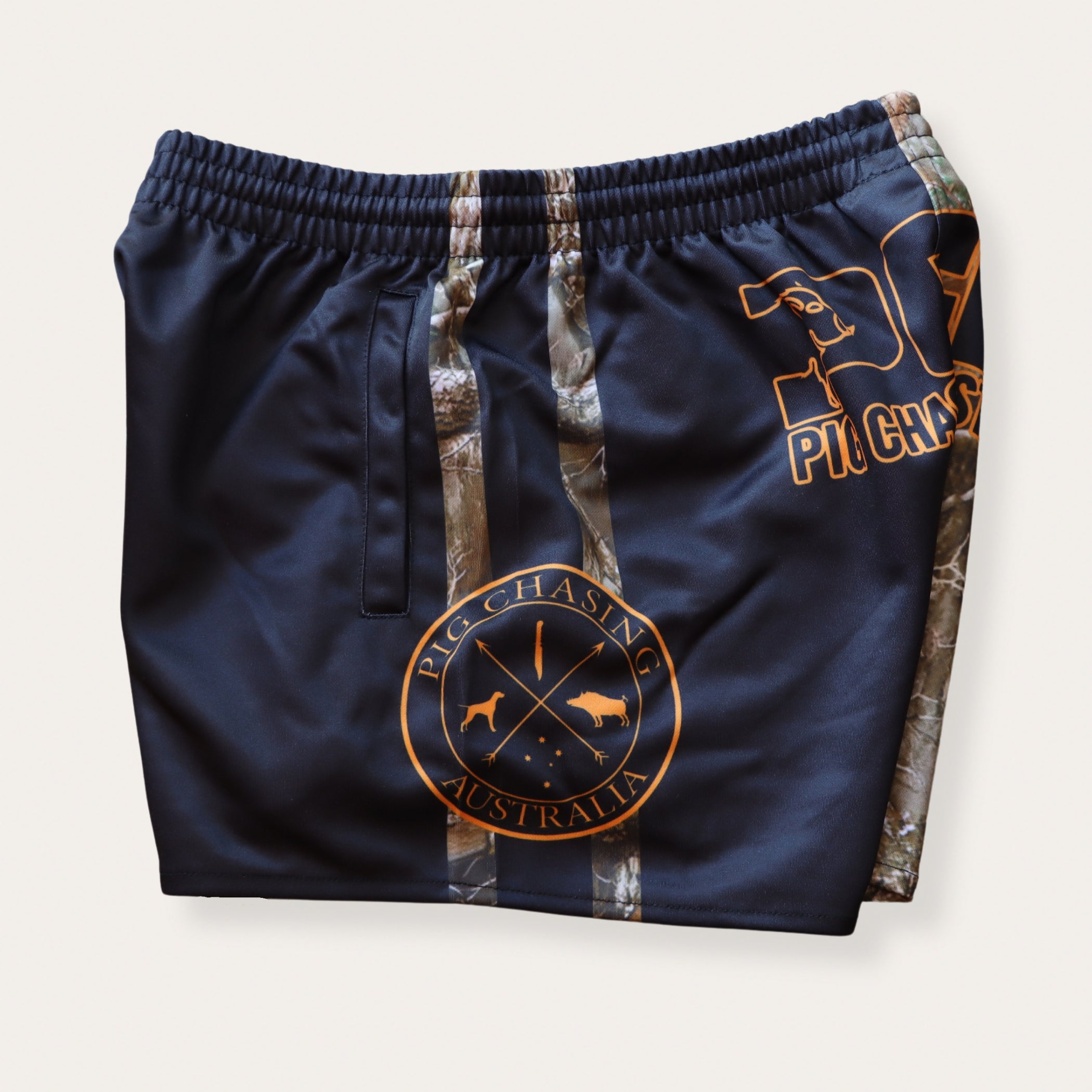 Real Camo Footy Shorts – Pig Chasing Australia