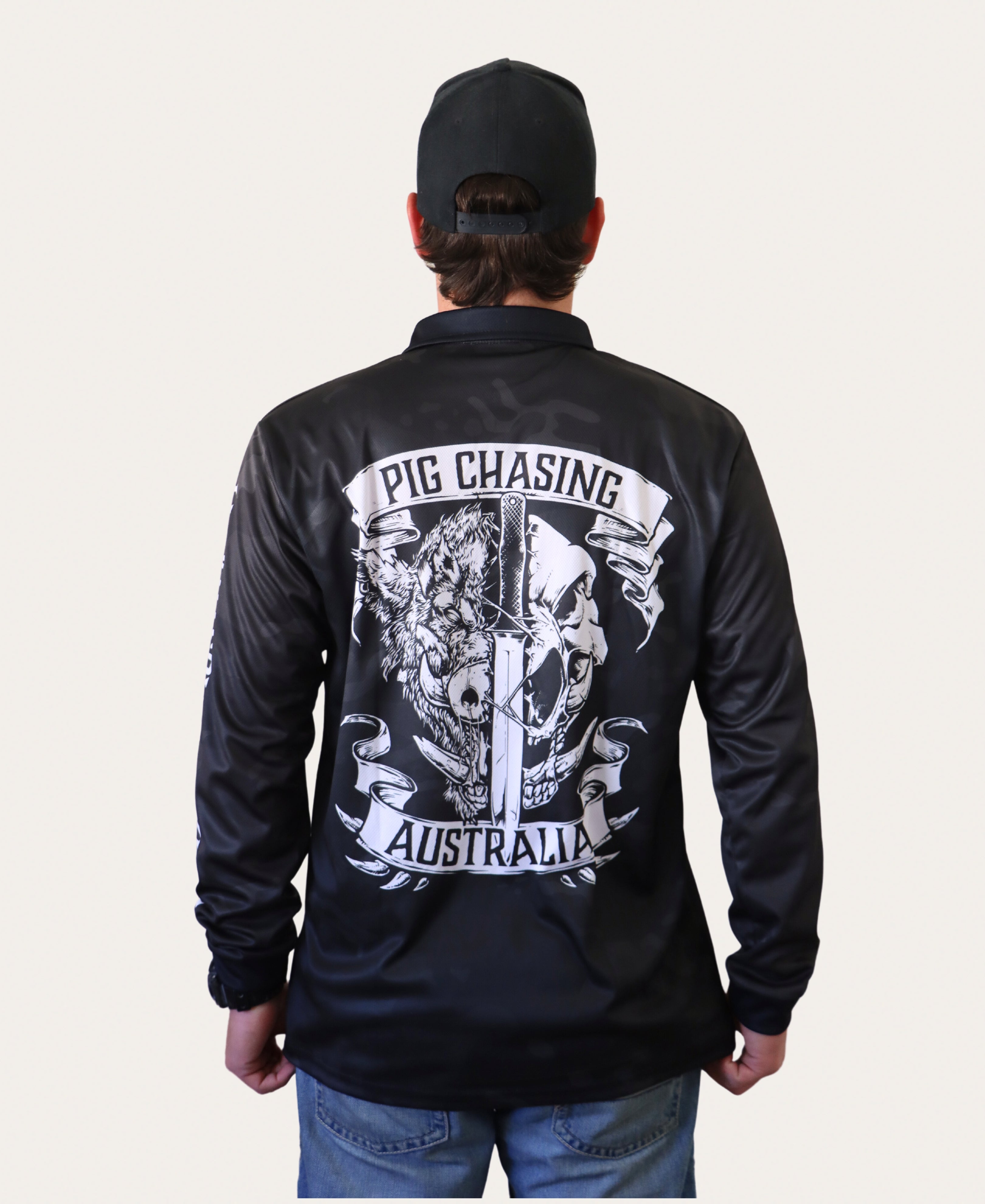 Long Sleeve Fishing Shirt - Hog Skull – Pig Chasing Australia