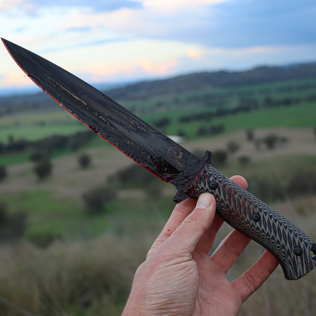 Black Blade Tassie Tiger Pig Sticker Knife with Leather Sheath – Pig ...