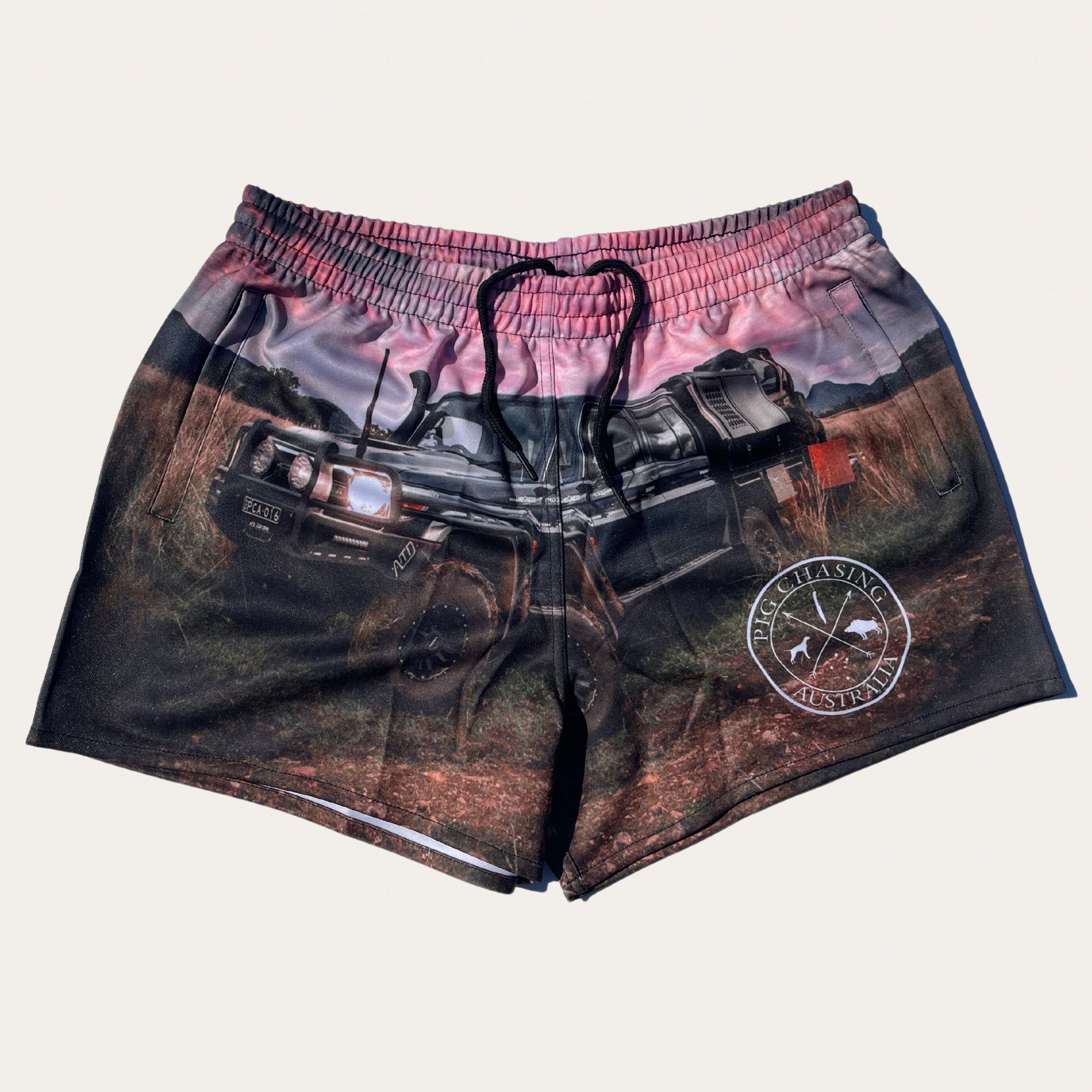 Cruiser Sunset Footy Shorts - Zip Pockets – Pig Chasing Australia
