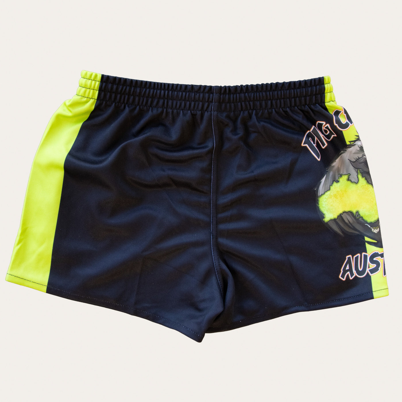 Aussie Boar Footy Shorts - Lime/Black – Pig Chasing Australia