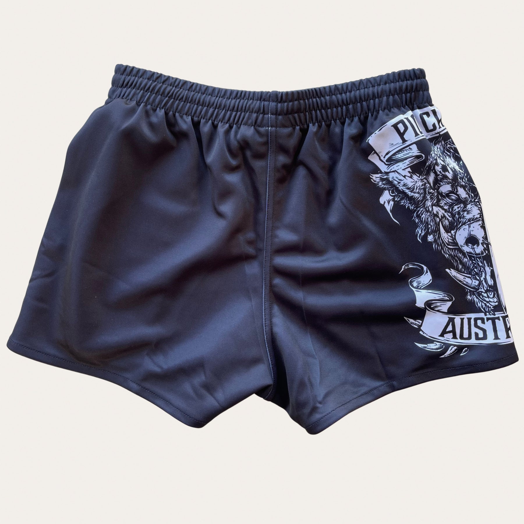 Hog Skull Footy Shorts - Black – Pig Chasing Australia