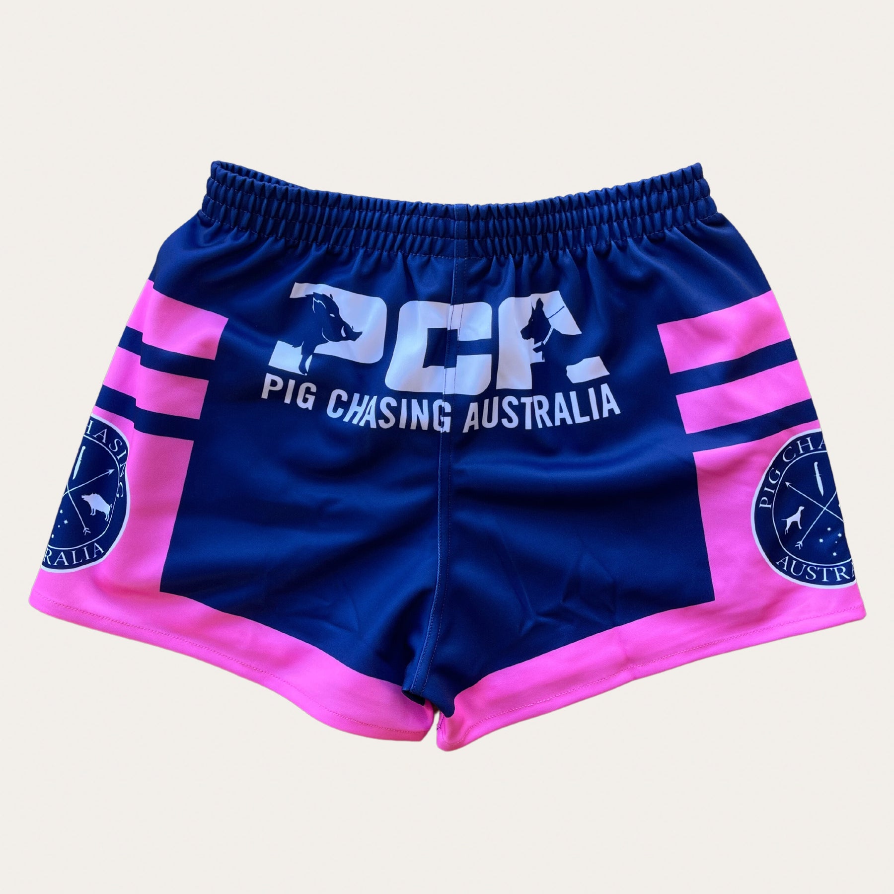 Footy Shorts - Navy/Pink – Pig Chasing Australia