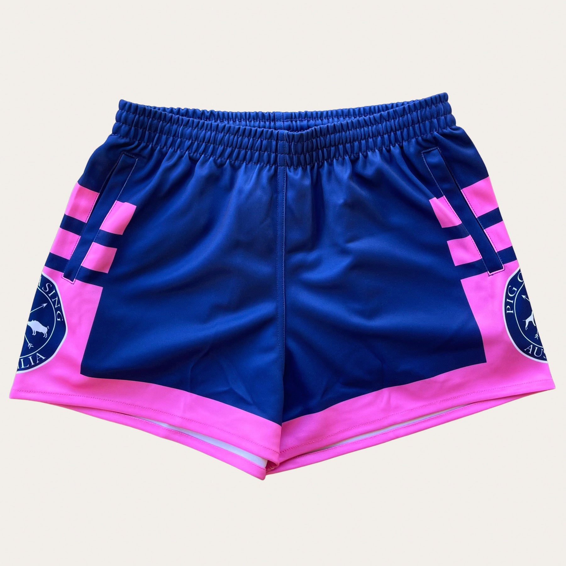 Footy Shorts - Navy/Pink – Pig Chasing Australia