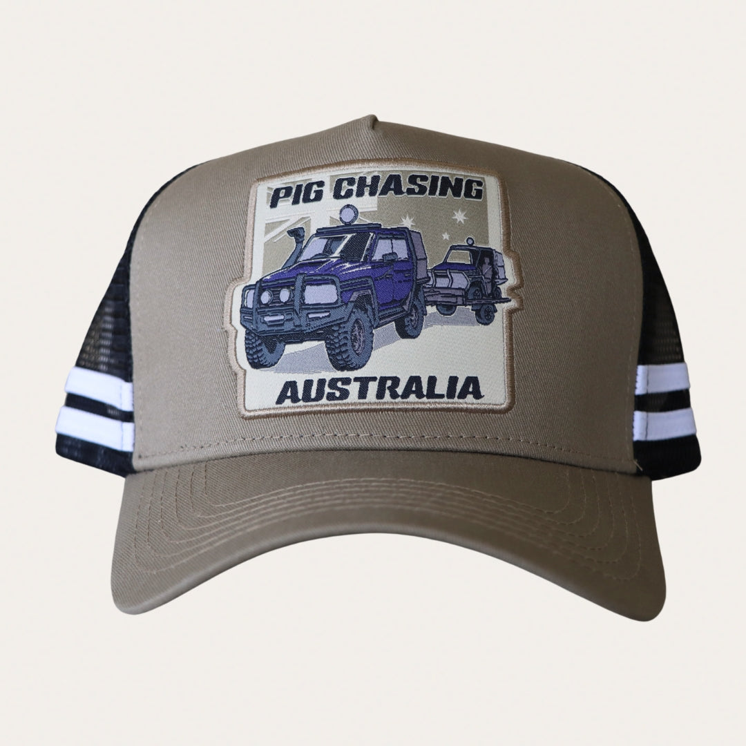 LandCruiser Trucker Cap - Khaki/Black – Pig Chasing Australia